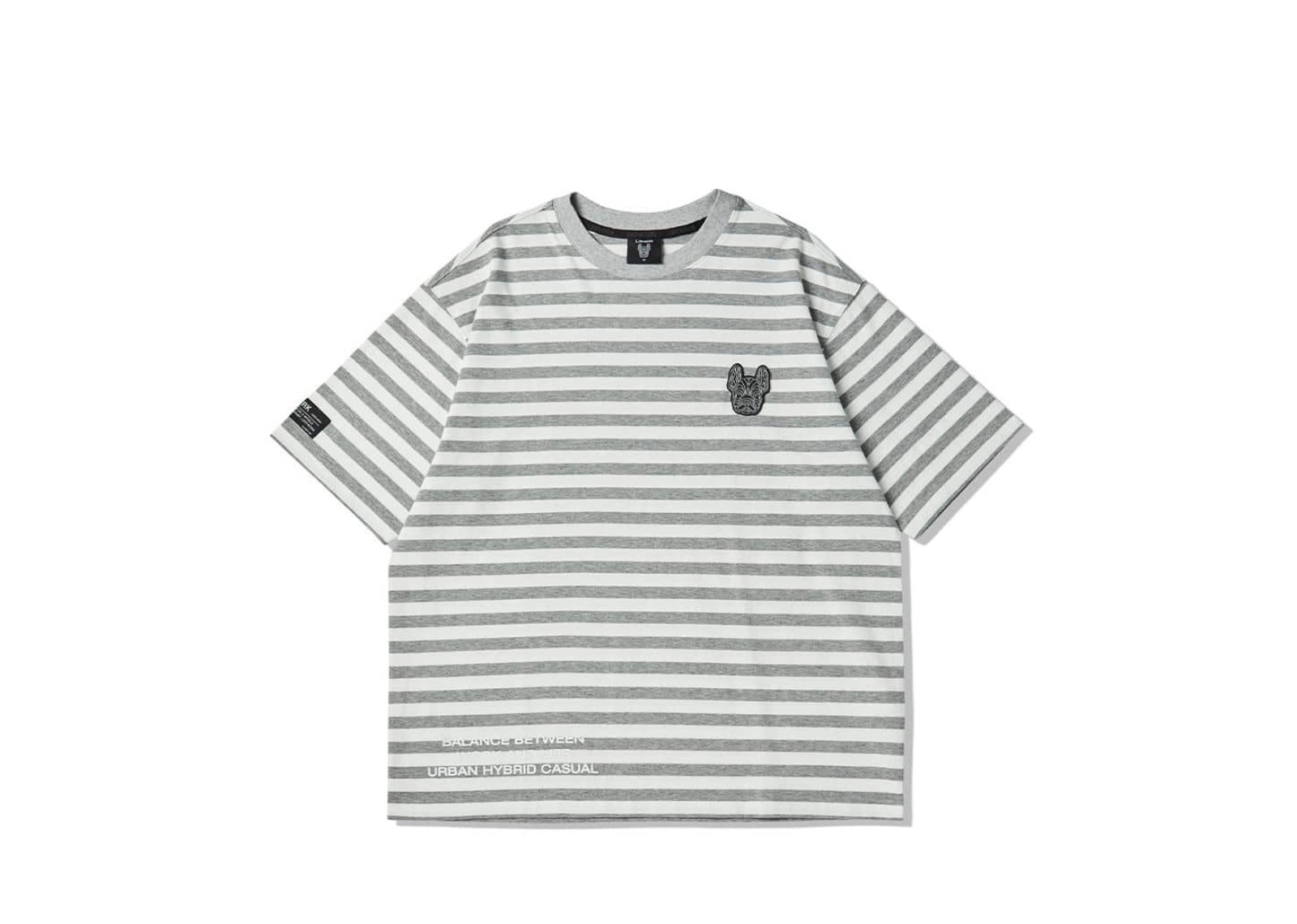 LIFEWORK KOREA LADOK WAPPEN STRIPED MELANGE GREY TEE | Level Up
