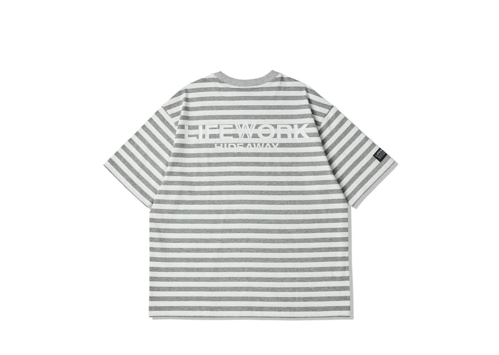 LIFEWORK KOREA LADOK WAPPEN STRIPED MELANGE GREY TEE | Level Up